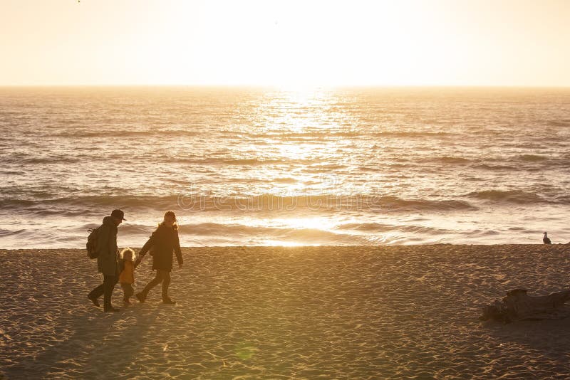 Happy Family Visit Pacific Ocean in California Stock Image - Image of ...