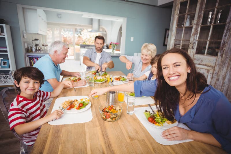 Happy Family Having Breakfast at Home Stock Image - Image of abode ...