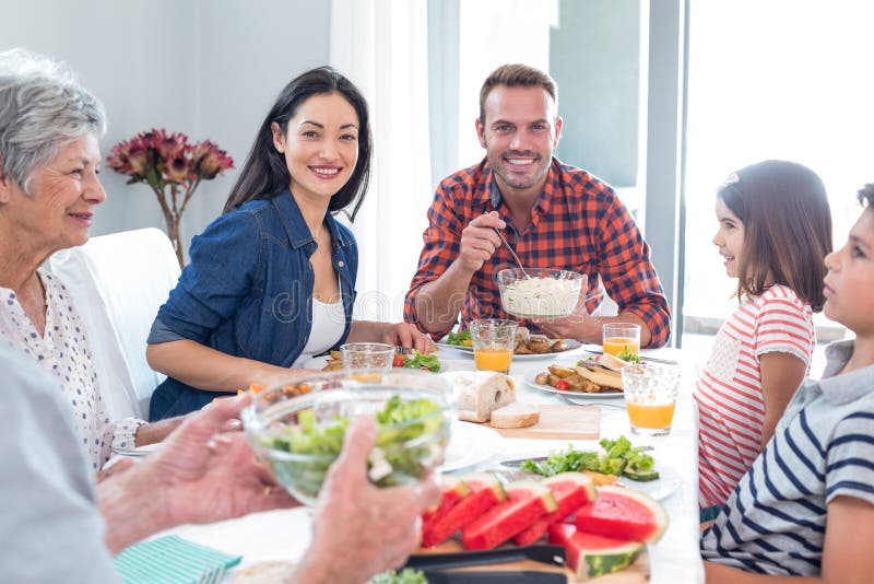 Happy Family Having Breakfast Stock Photo - Image of care, domicile ...