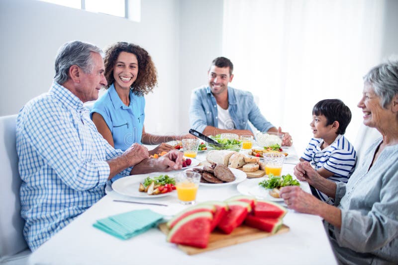 Happy Family Having Breakfast Together Stock Image - Image of caucasian ...