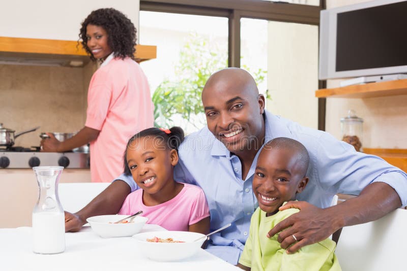 Happy Family Having Breakfast Together in the Morning Stock Photo ...