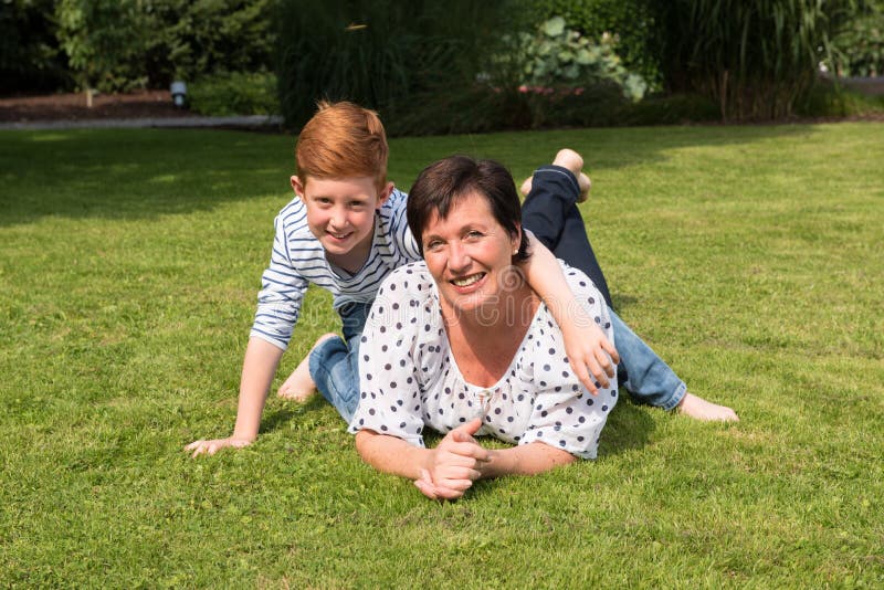Happy Family Having Fun in the Garden Stock Image - Image of child ...