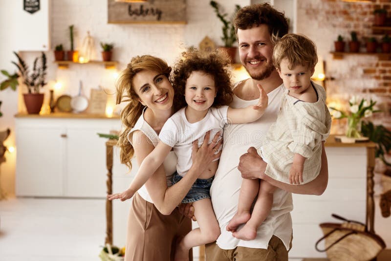 Happy Family Having Fun in the Kitchen Stock Photo - Image of children ...