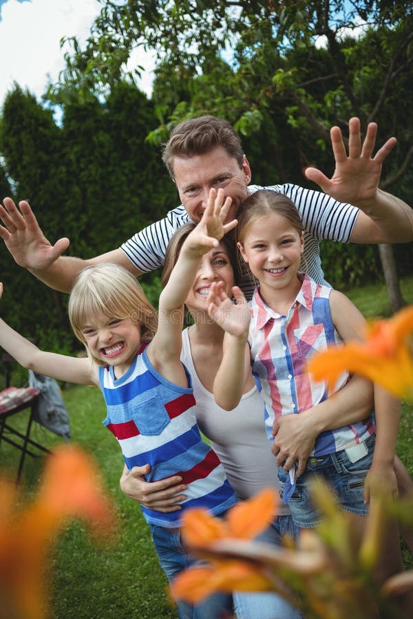 Happy Family Having Fun in Park Stock Photo - Image of caucasian ...