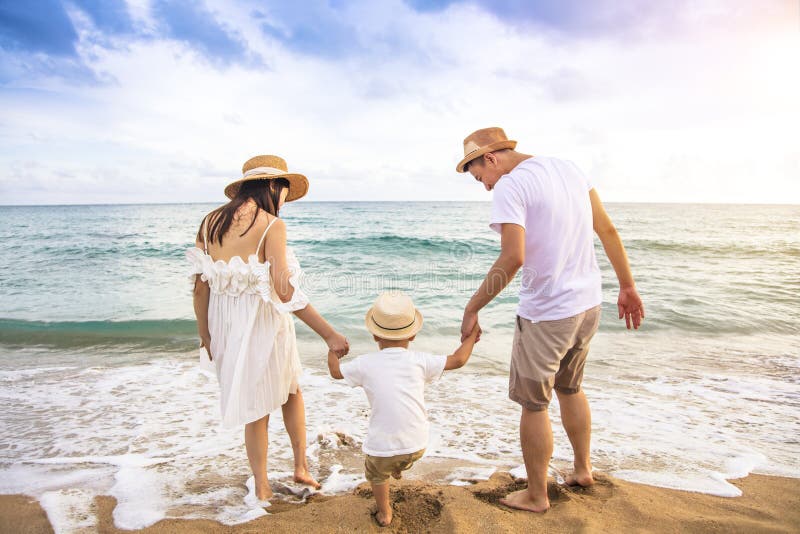 Happy Family Having Fun Playing on the Beach Stock Image - Image of ...