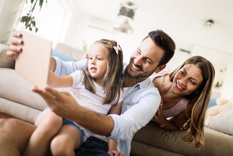 Happy Family Having Fun Time at Home Stock Image - Image of adorable ...