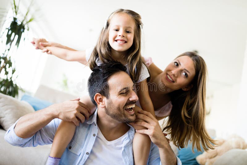Happy Family Having Fun Time at Home Stock Image - Image of father ...
