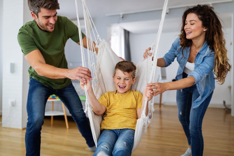Happy Family Having Fun Time at Home Stock Photo - Image of mother ...