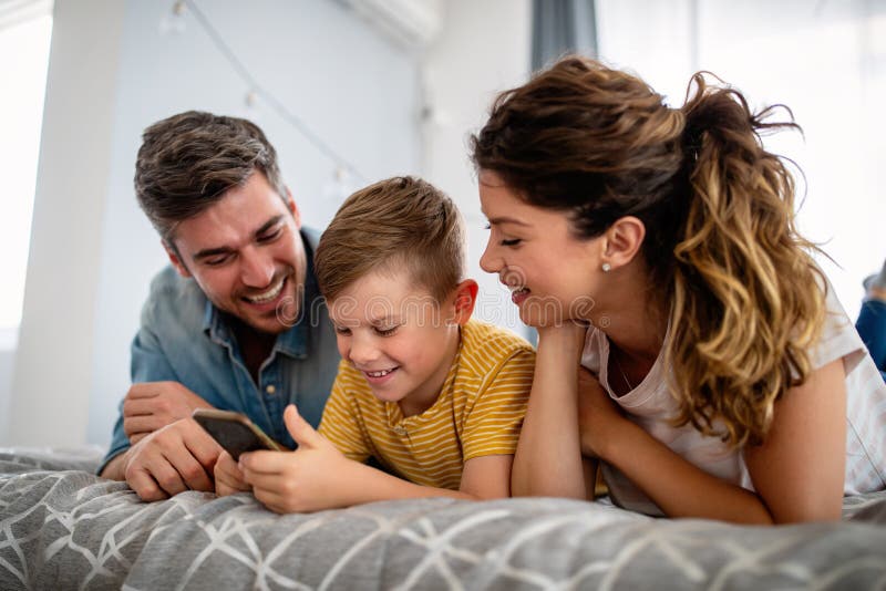 Happy Family Having Fun Time at Home Stock Image - Image of together ...