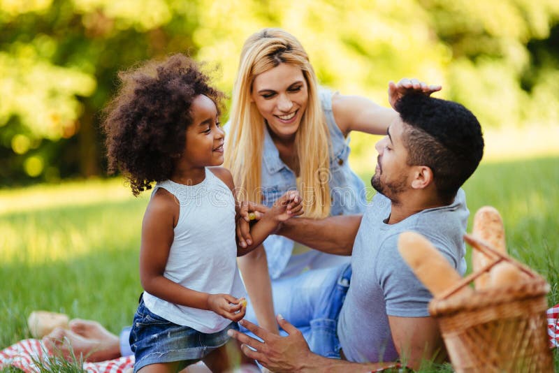 Happy Family Having Fun Time on Picnic Stock Image - Image of outdoor ...