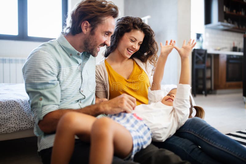Happy Family Having Fun Times at Home Stock Photo - Image of daughter ...
