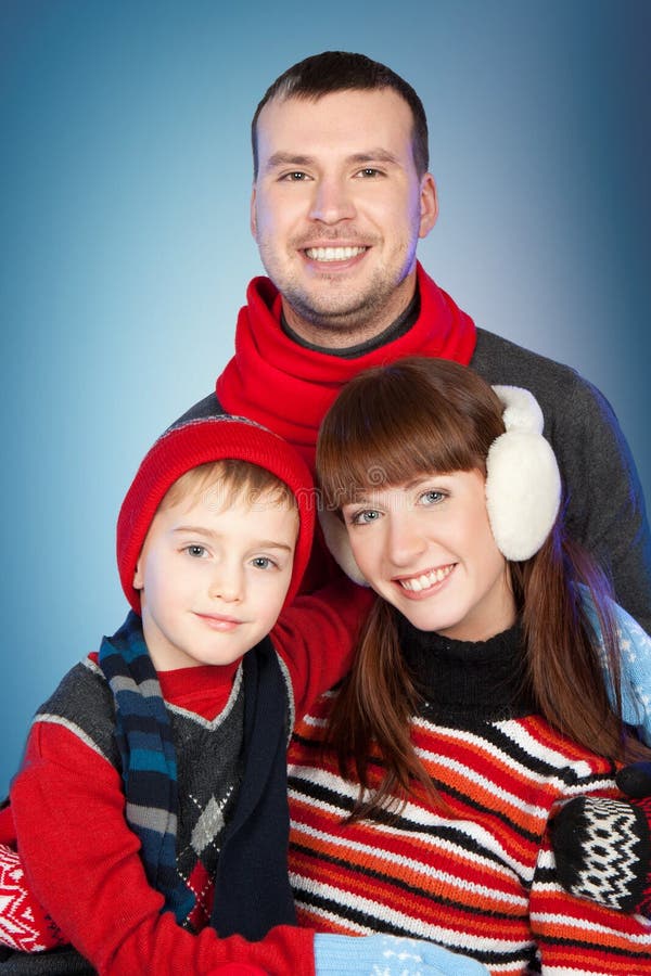 Happy Family Having Fun at Winter Time Stock Image - Image of cold ...