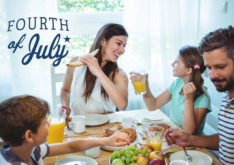 Happy Family Having Lunch for the 4th of July Stock Photo - Image of ...