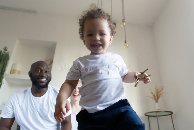 Happy Family at Home, Different Nationalities Stock Image - Image of ...