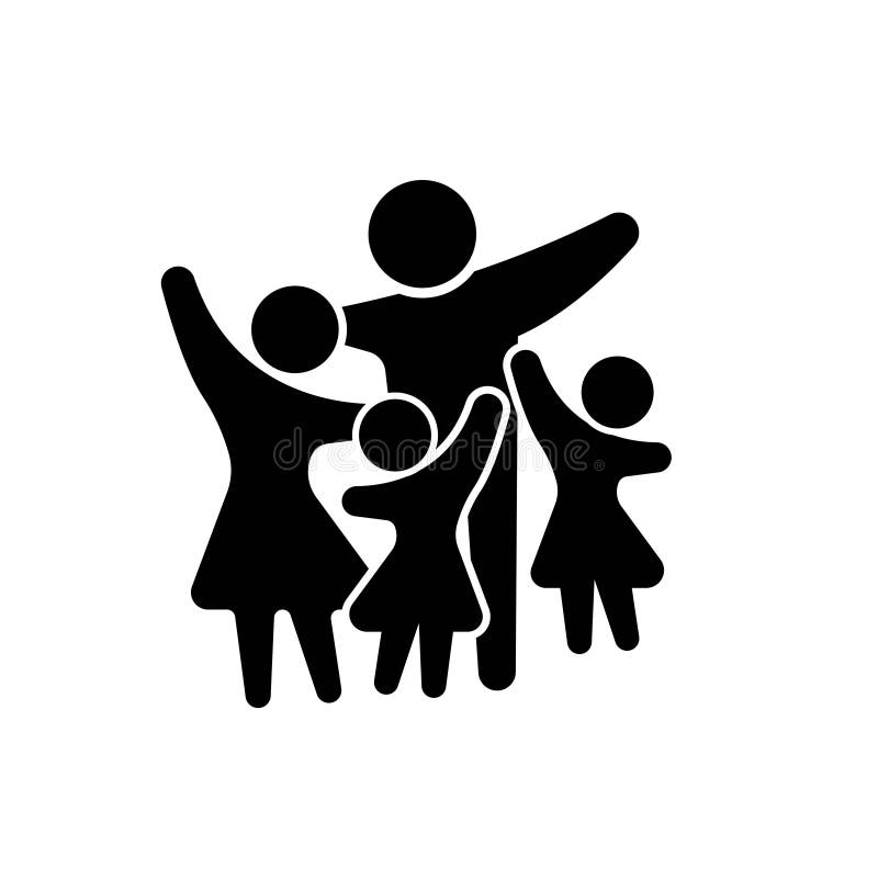 Family Flat Icon Black and White Vector Graphic Stock Vector ...