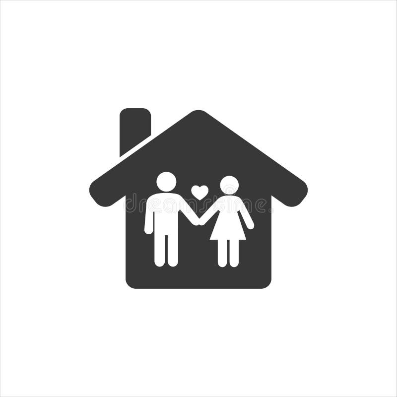 Happy Family Inside House Icon. Stay at Home Stock Vector ...