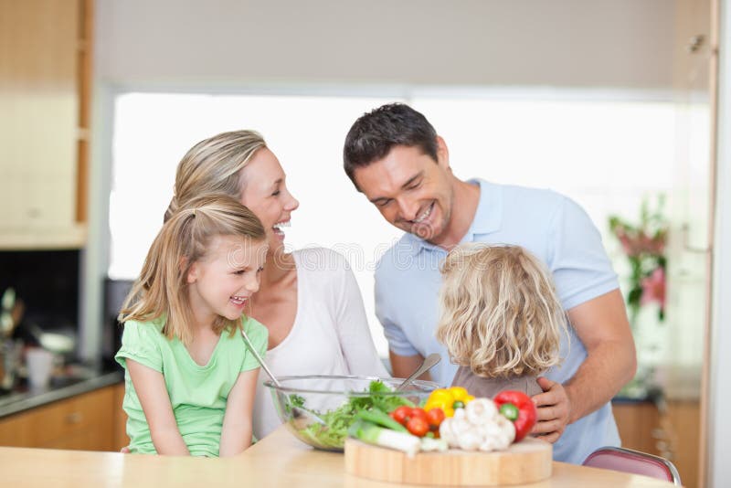 Happy Family in the Kitchen Stock Photo - Image of daughter, inside ...