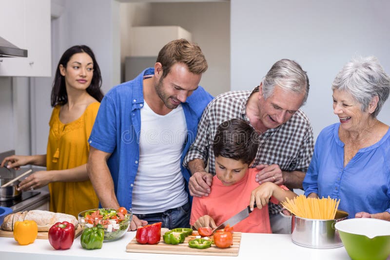 Happy Family in the Kitchen Stock Image - Image of apartment, elderly ...