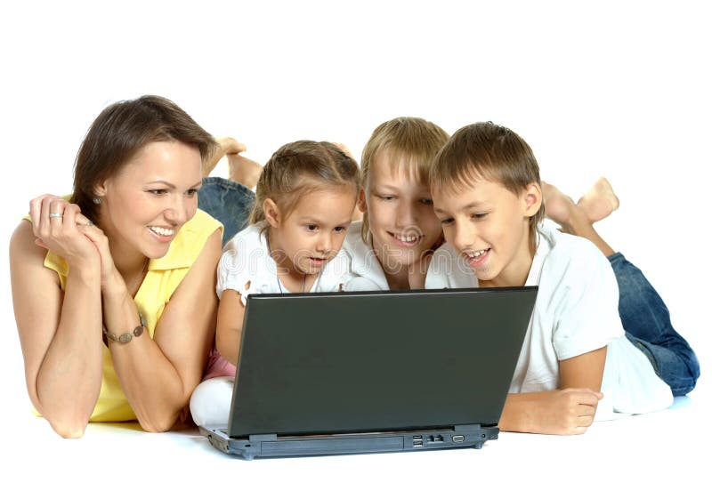 Happy family with laptop stock photo. Image of human - 54753732