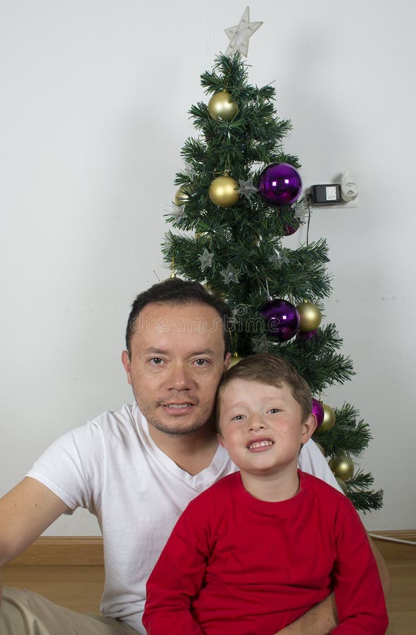 Happy Family Laying Under the Christmas Tree Stock Image - Image of ...