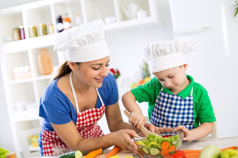 Happy Family Make a Lunch Together Stock Photo - Image of eating ...