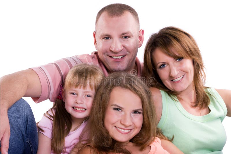 Happy Family. Mother, Father and Two Daughters Stock Photo - Image of ...