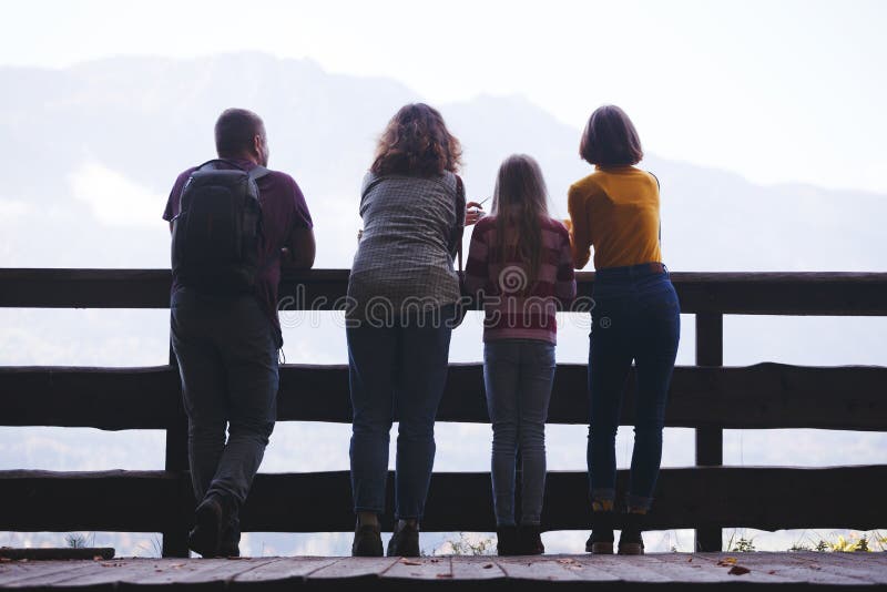 Happy Family on the Observation Deck Stock Image - Image of atmosphere ...