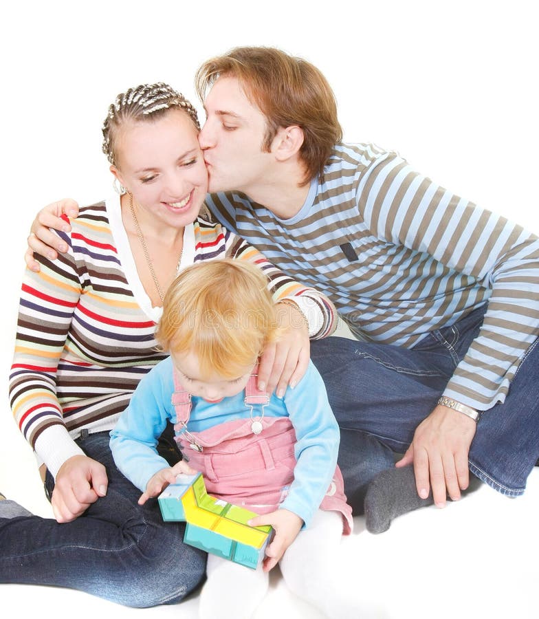 Happy family over white stock image. Image of cutout - 11600395