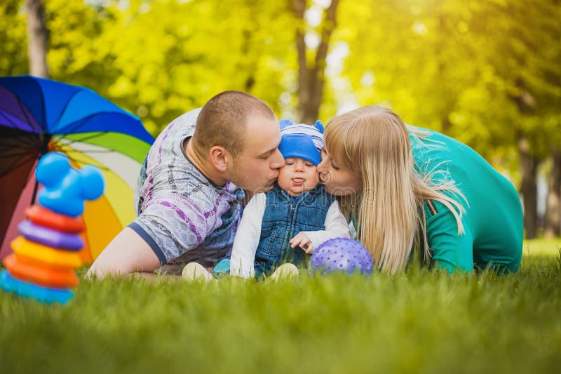 Happy Family are Plaing in the Park Stock Photo - Image of carefree ...