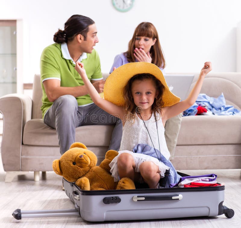 Happy Family Planning Vacation Trip Stock Photo - Image of husband ...