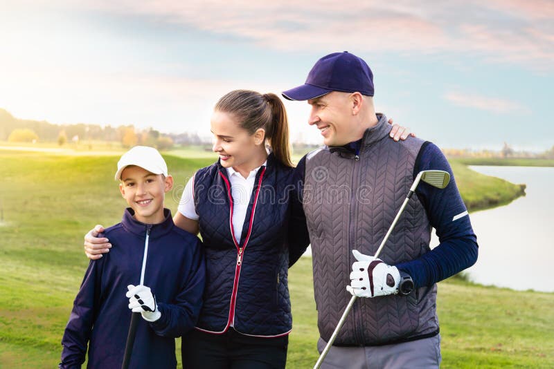 Happy Family is Playing Golf in Autumn Stock Image - Image of kids ...