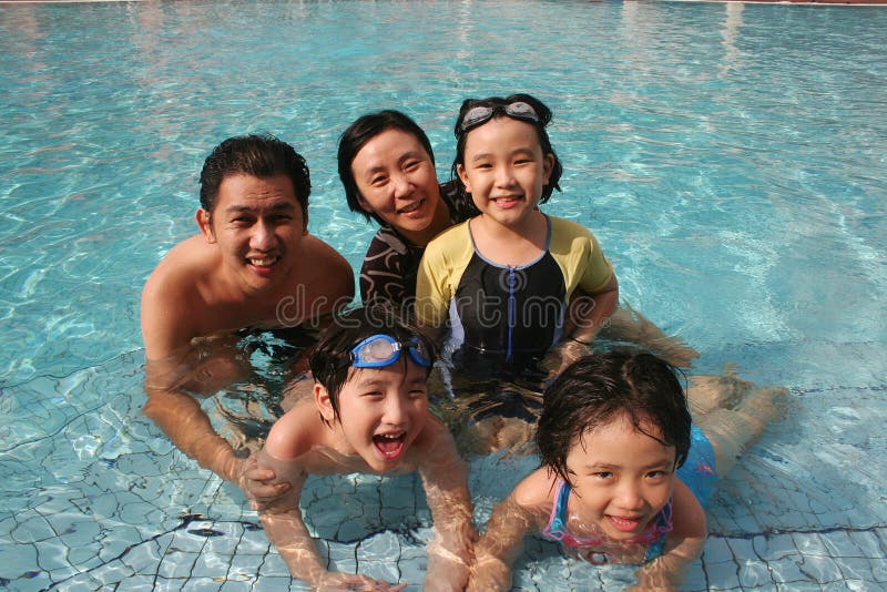 Father and Children in the Pool Stock Photo - Image of activities ...