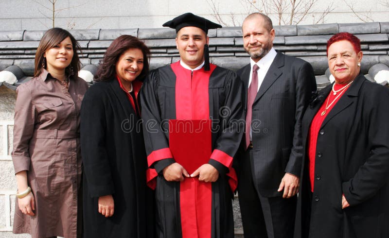 Hispanic Student and Family Celebrating Graduation Stock Image - Image ...