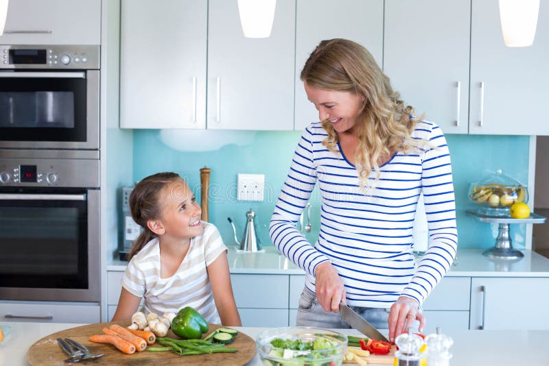 Happy Family Preparing Lunch Together Stock Image - Image of cutting ...