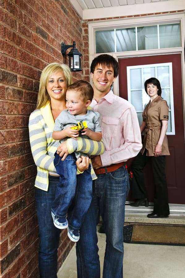 Happy Family with Real Estate Agent Stock Image - Image of couple ...