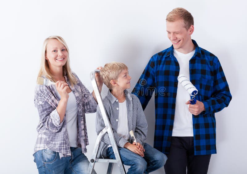 Happy Family during Renovation Stock Image - Image of apartment, design ...