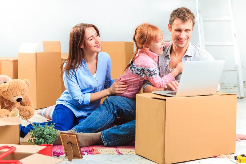 The Happy Family during Repair and Relocation Stock Photo - Image of ...