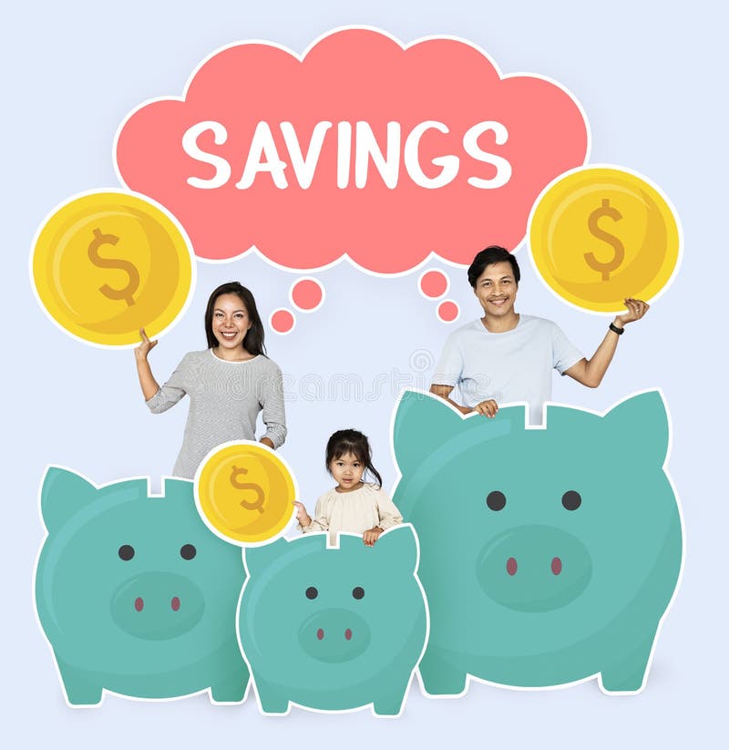 Happy Family with Savings for the Future Stock Illustration ...