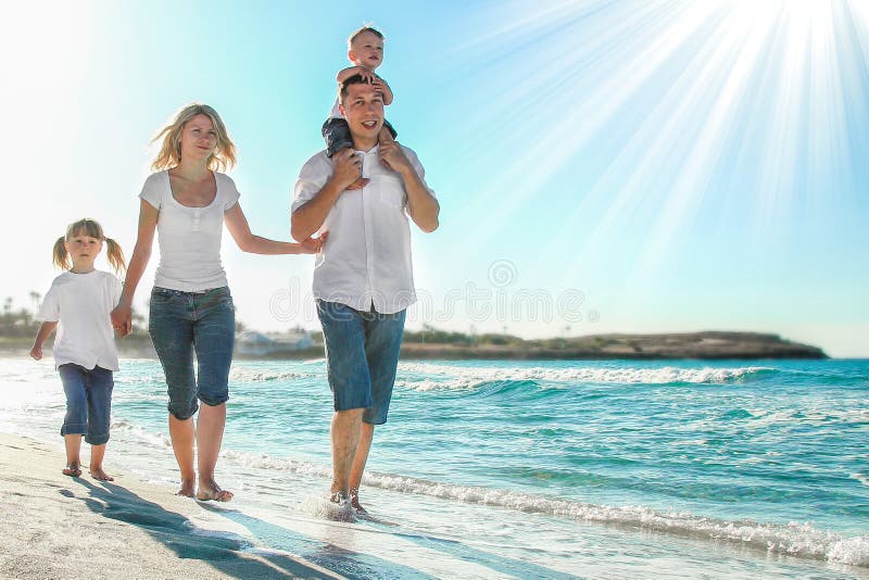Happy Family by the Sea in the Open Air Stock Image - Image of ocean ...