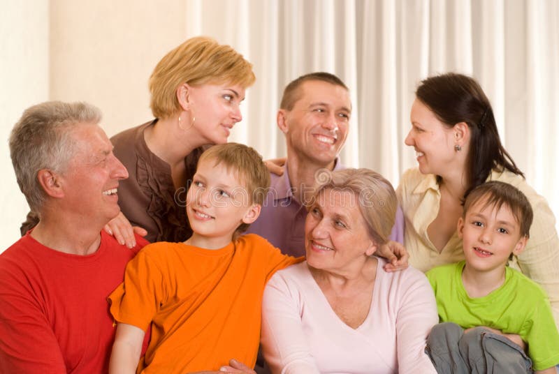 Happy family of seven stock photo. Image of brothers - 15173520