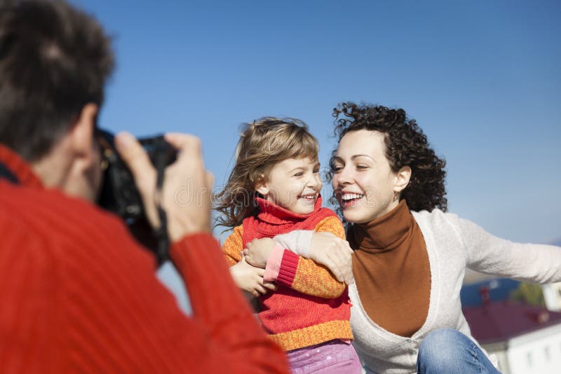 Family Smile Shooting with Cell Phone Stock Photo - Image of mobile ...