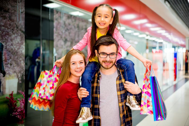 Happy family shopping stock photo. Image of cart, retail - 94024548