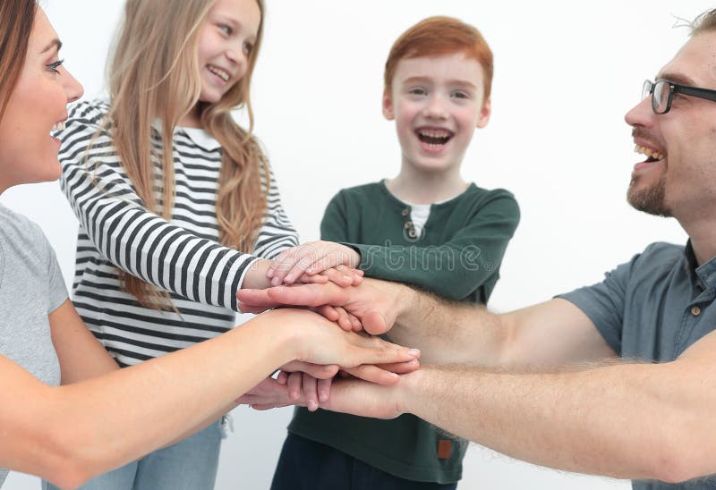 Happy Family Showing Their Unity Stock Image - Image of human, hand ...