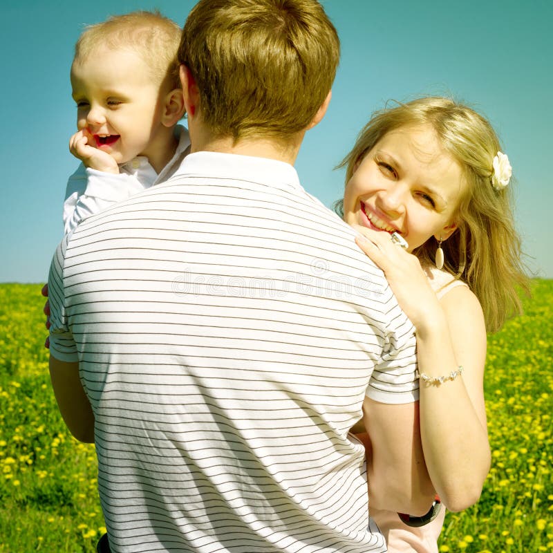 Happy Family with the Son and Picnic Stock Photo - Image of love ...