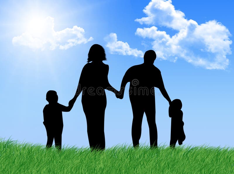 Happy family at spring stock illustration. Illustration of spring - 8323045