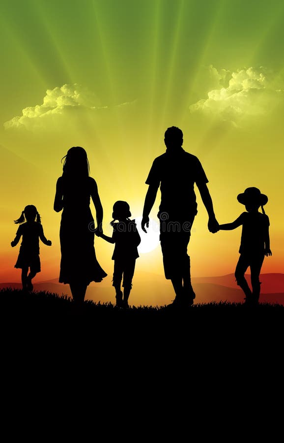 Happy family at sunset stock image. Image of enjoying - 26453153