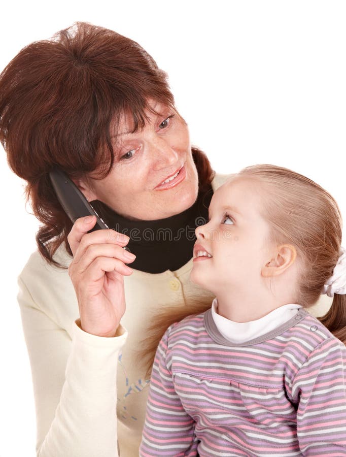 Happy Family Talking by Mobile Phone. Stock Photo - Image of concept ...