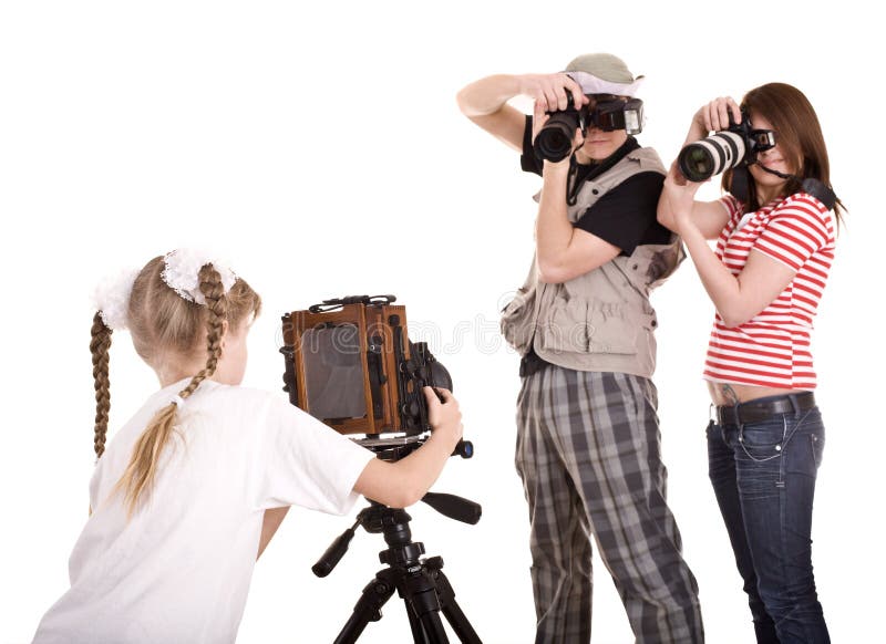Happy Family with Three Camera. Stock Photo - Image of happy, shoot ...