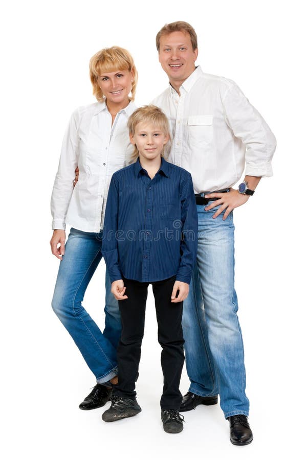 Happy Family of Three People in the Studio Stock Image - Image of adult ...