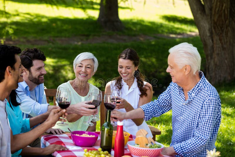 Happy Family Toasting a Glasses of Wine Stock Photo - Image of ...